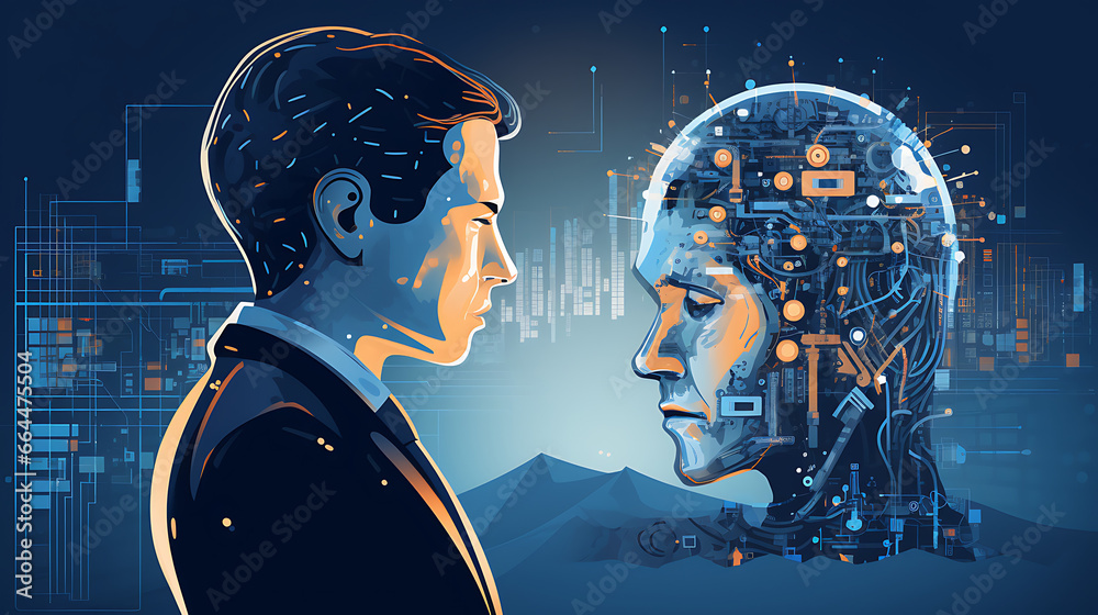 a robot or AI interface with machine learning algorithms in the ...