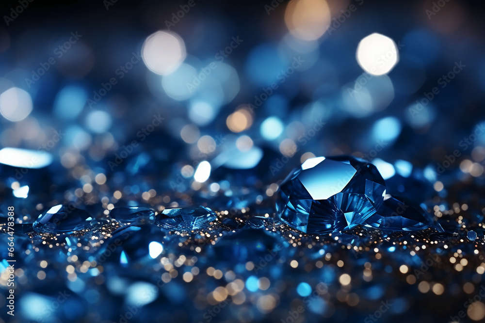 Sapphire glitter bokeh background. Unfocused shimmer royal blue sparkle ...