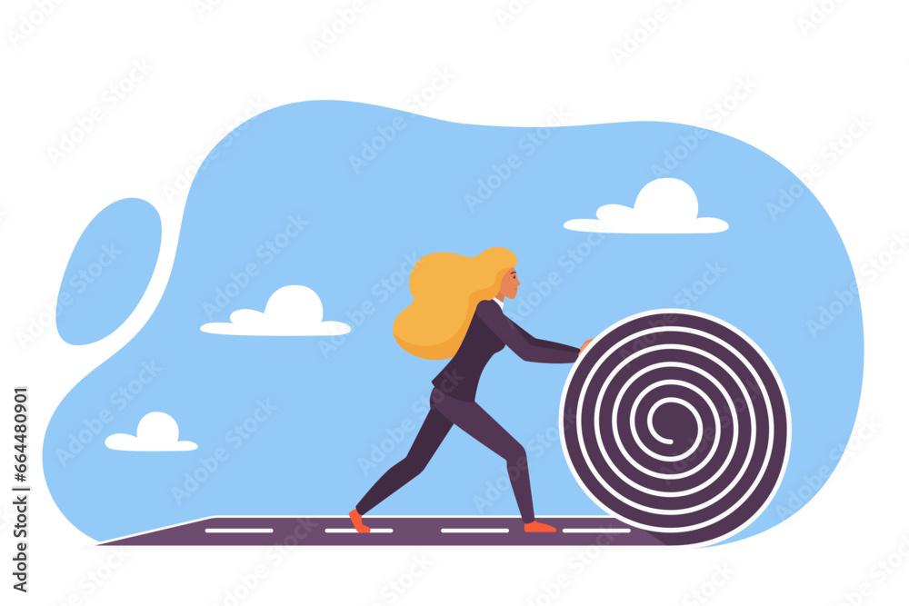 Businesswoman career growth and planning vector illustration. Cartoon ...