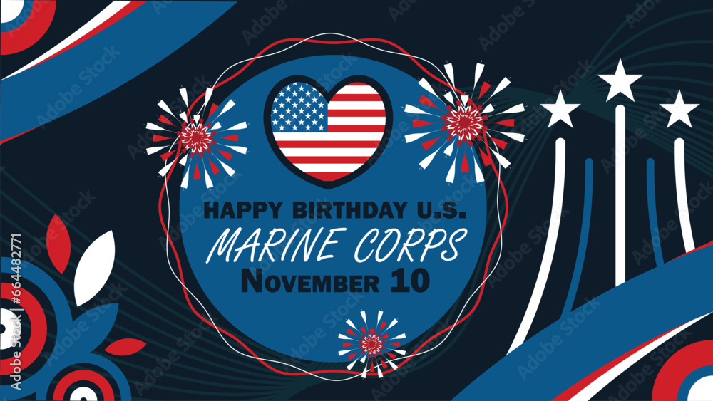 birthday marine corps birthday vector banner design with geometric ...