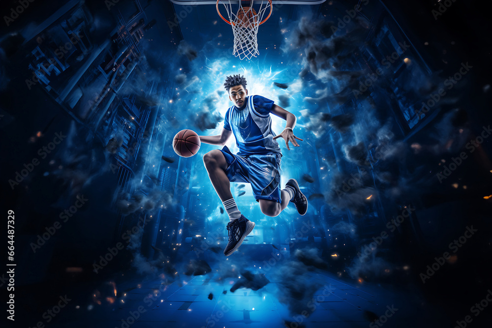 Basketball player demonstrates incredible power and skill, the court ...