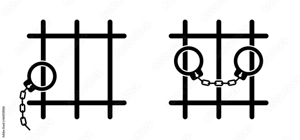 Prisoner, law enforcement and criminal justice sign. male hands in ...