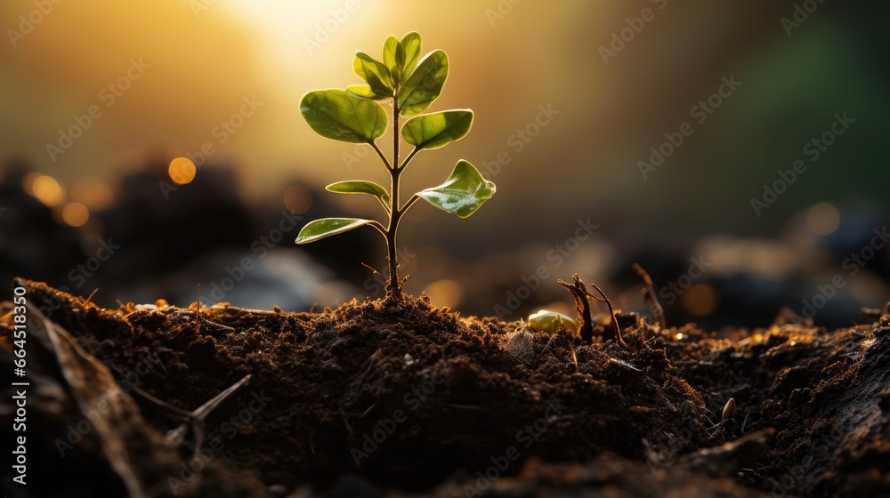 This image captures the emergence of a young tree from the decaying ...