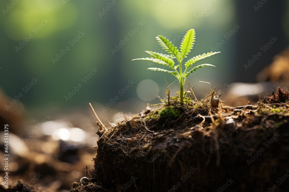 This image captures the emergence of a young tree from the decaying ...
