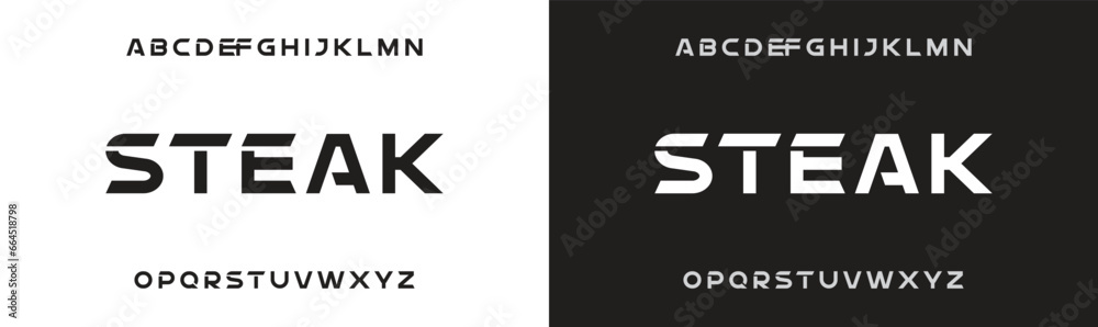 STEAK minimal creative Tech Letter Concept and Luxury vector typeface ...