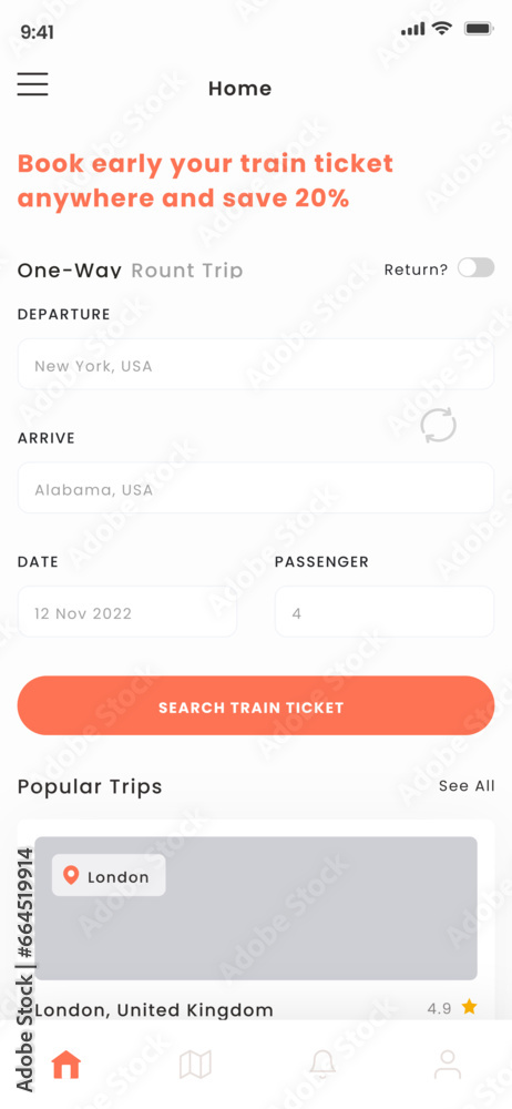 Train Ticket, Railway Travel Booking and Search Trips Mobile App UI Kit ...