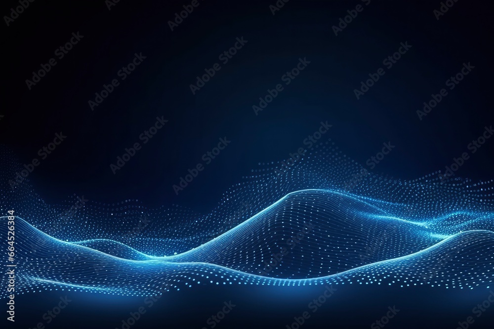 Dynamic blue particle wave. Abstract sound visualization. Digital ...