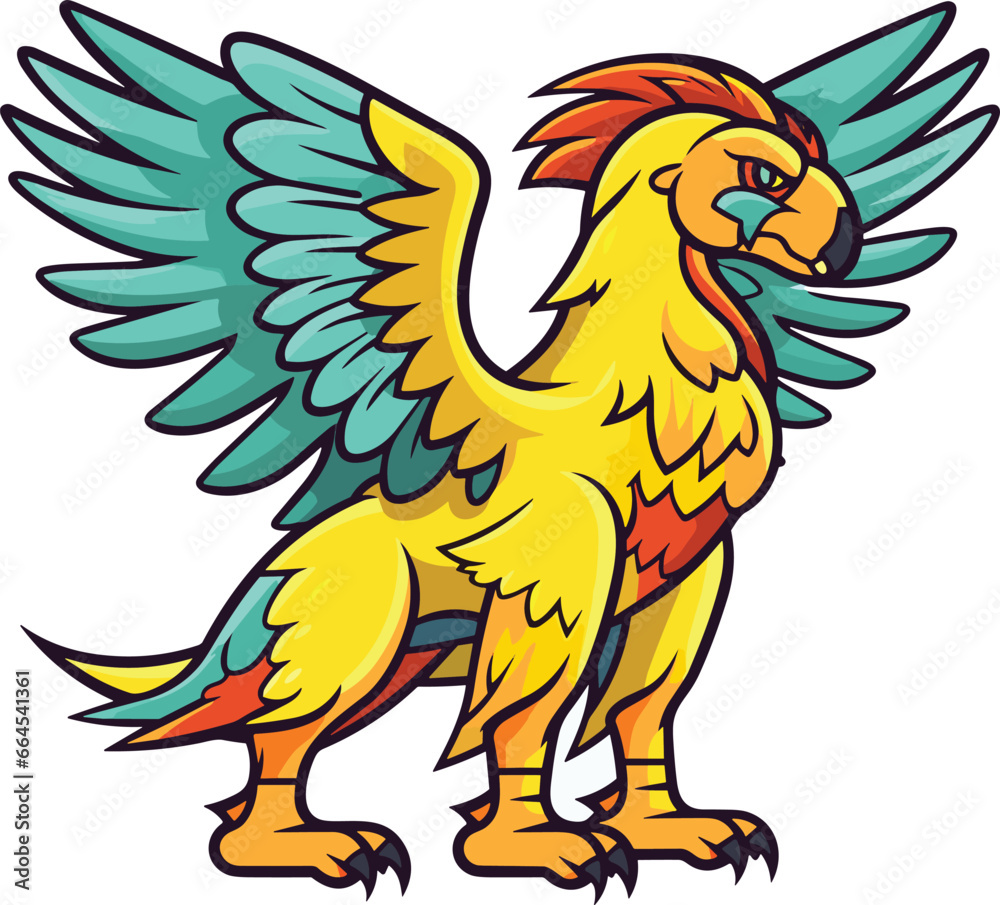 Mythical creature griffin vector icon heraldic element. Fantasy ...