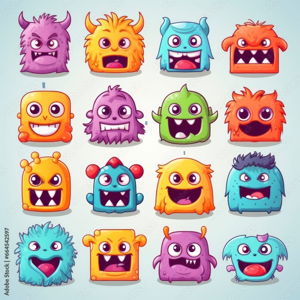 big and small cartoon style caricatures of all colors smiling, white ...