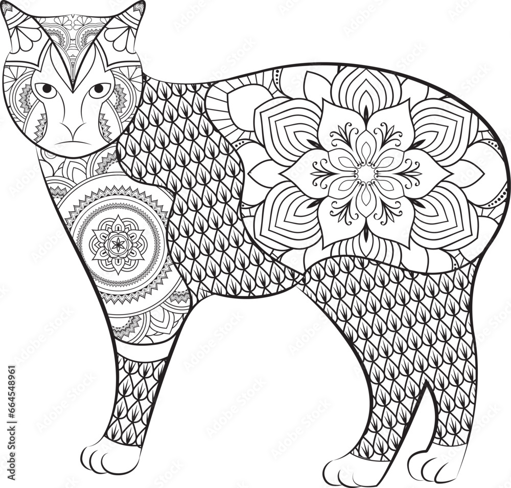 Cat art mandala design eps, vector file Stock Vector | Adobe Stock