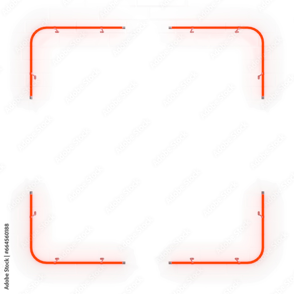 Neon sign in the shape of a red rectangle on a transparent background ...