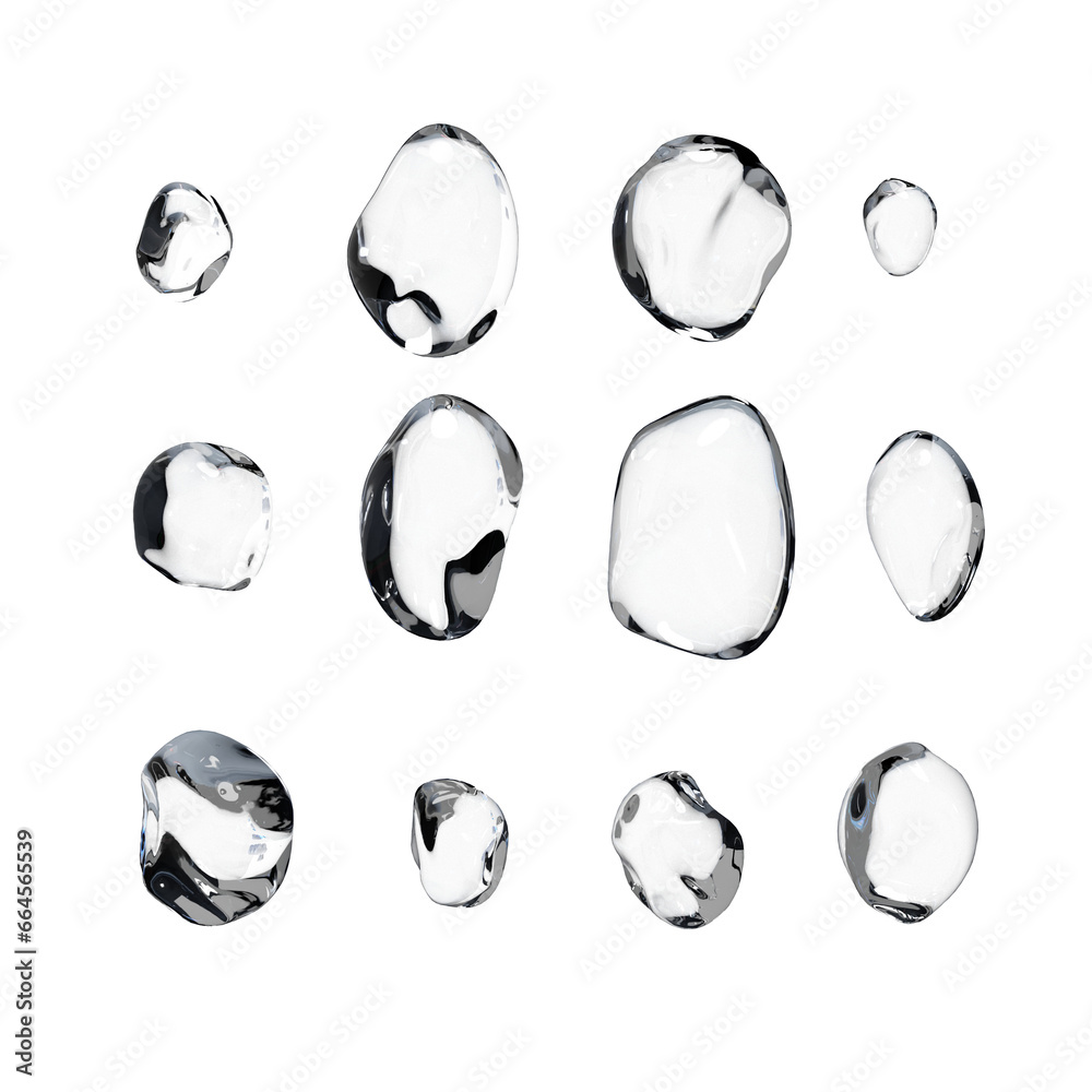 Set of bubbles. 3D Soap bubble floating on transparent background. Soap ...