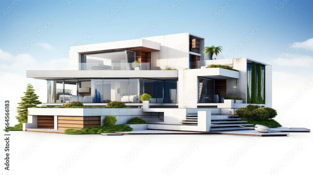 Architectural Vision - A three-dimensional house isolated on a white ...