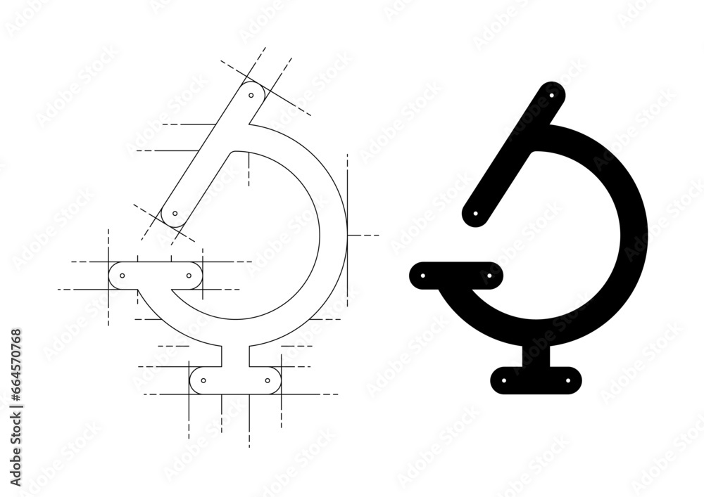 technical drawing microscope symbol. microscope pictogram on white ...