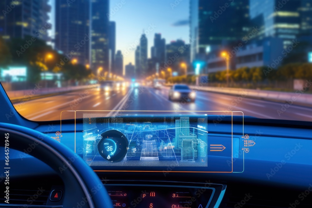 Modern smart car technology intelligent system using Heads up display ...