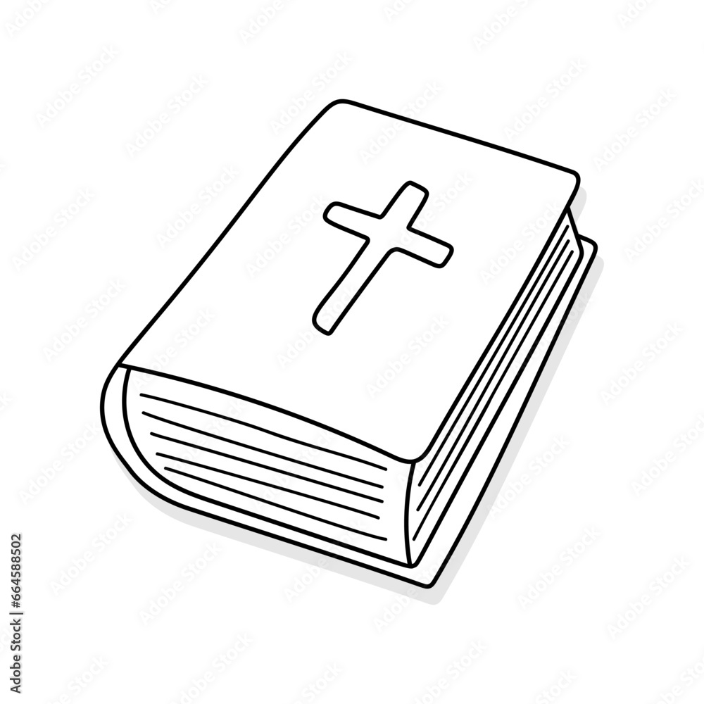Bible vector icon in doodle style. Symbol in simple design. Cartoon ...