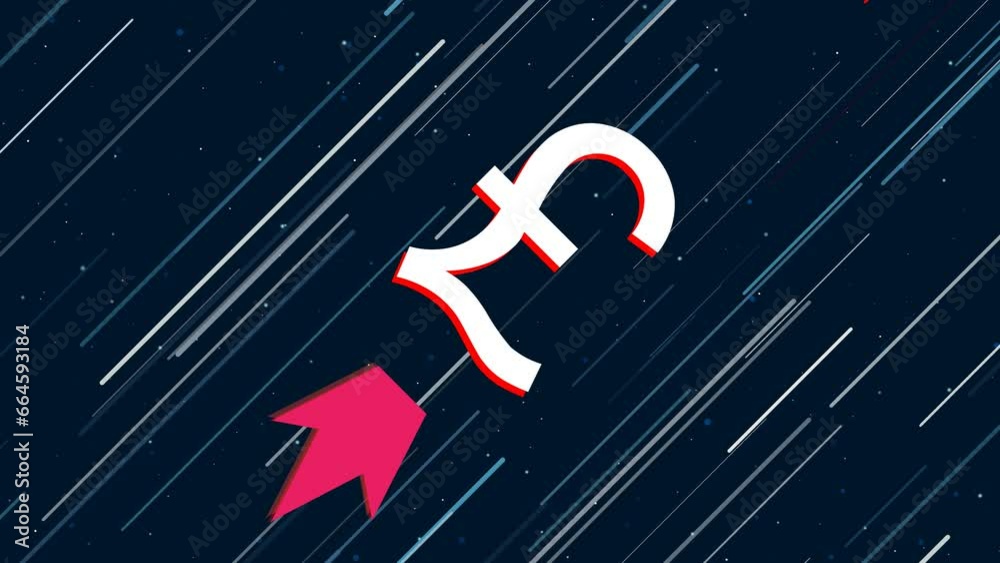 Pound symbol flies through the universe on a jet propulsion. The symbol ...