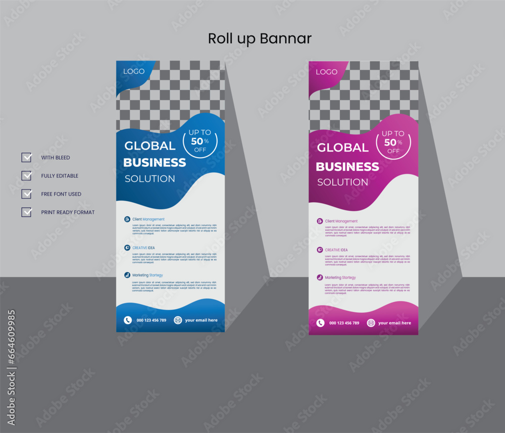 Vector attractive and professional roll up banner design Stock Vector ...