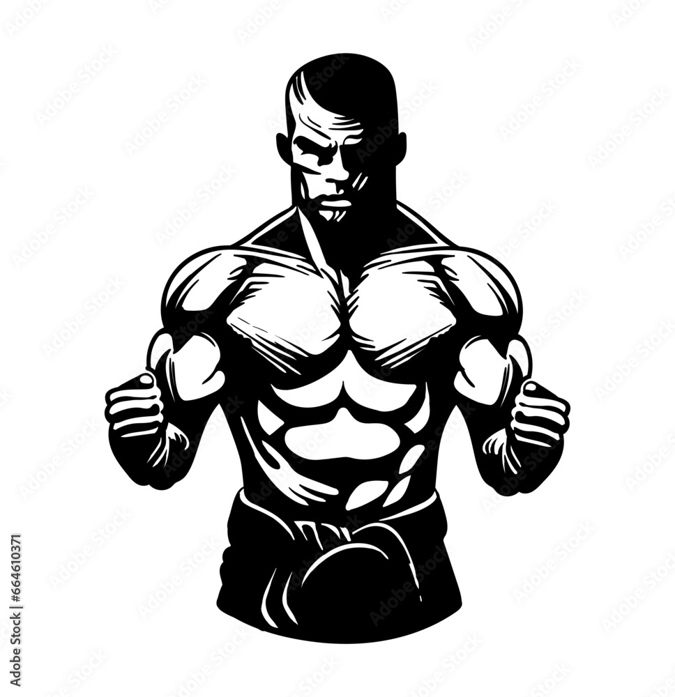 Vetor de Black and white logo outline of an athlete. Martial arts ...
