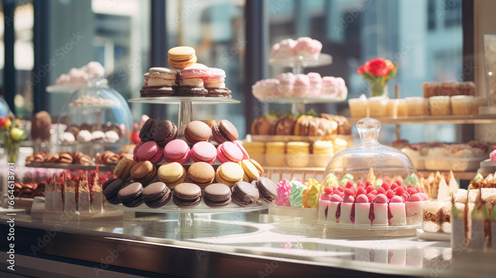 French Patisserie with Display of Macarons and Butter-Infused Pastries ...