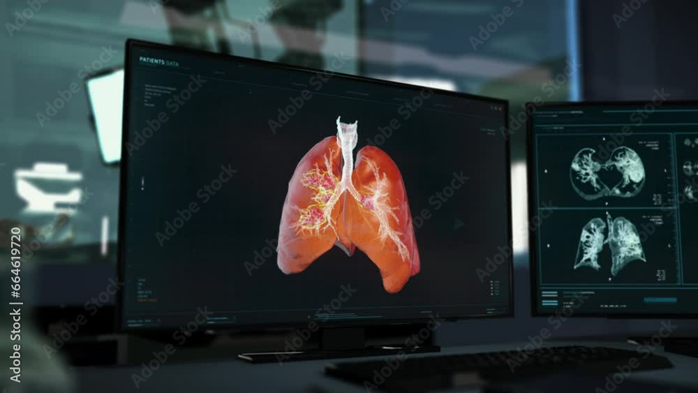 Disease diagnosis x-ray software is studying the patients organs. X-ray ...