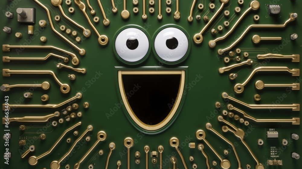 Macro closeup of a quirky computer hardware virus, nasty data ...