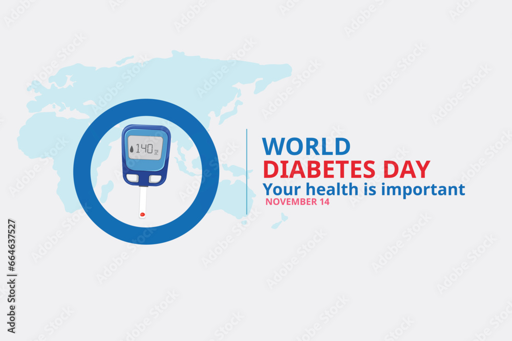 World diabetes day awareness poster blue circle ring and blood drip ...