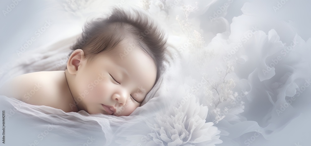 Asian baby boy lying in soft fabrics .Child health tragedy. Concept of ...