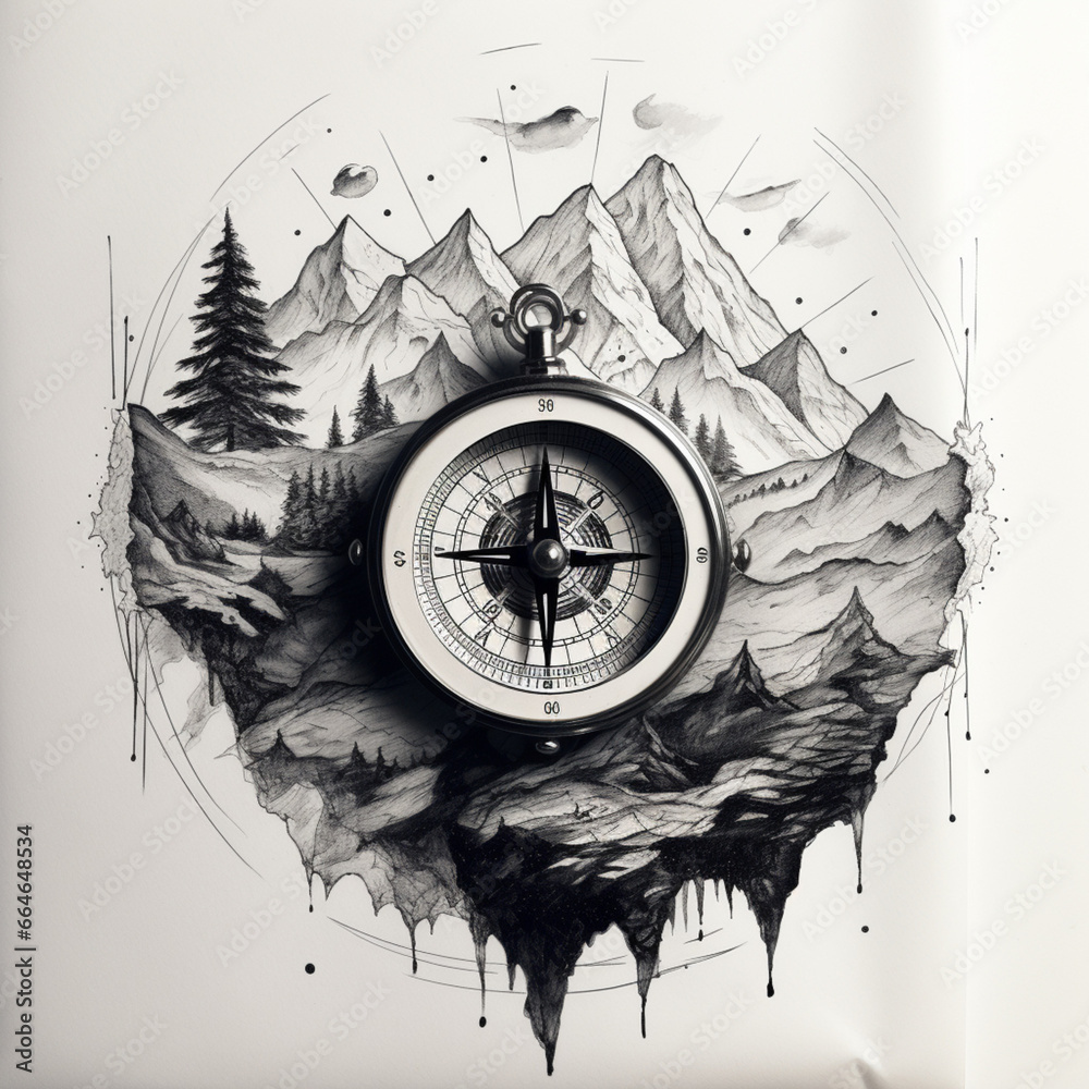 A picture of a compass displays a navigational tool with a directional ...