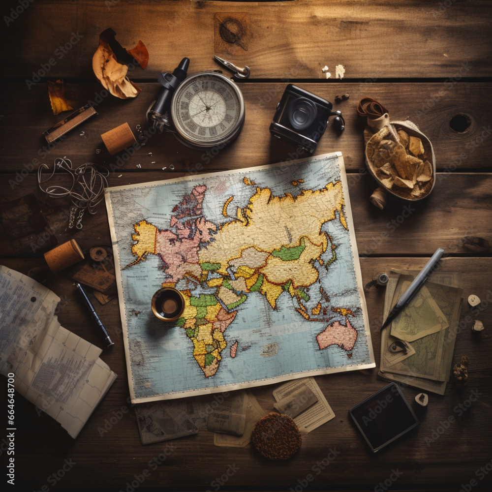 An image of a world map with a compass combines a comprehensive ...