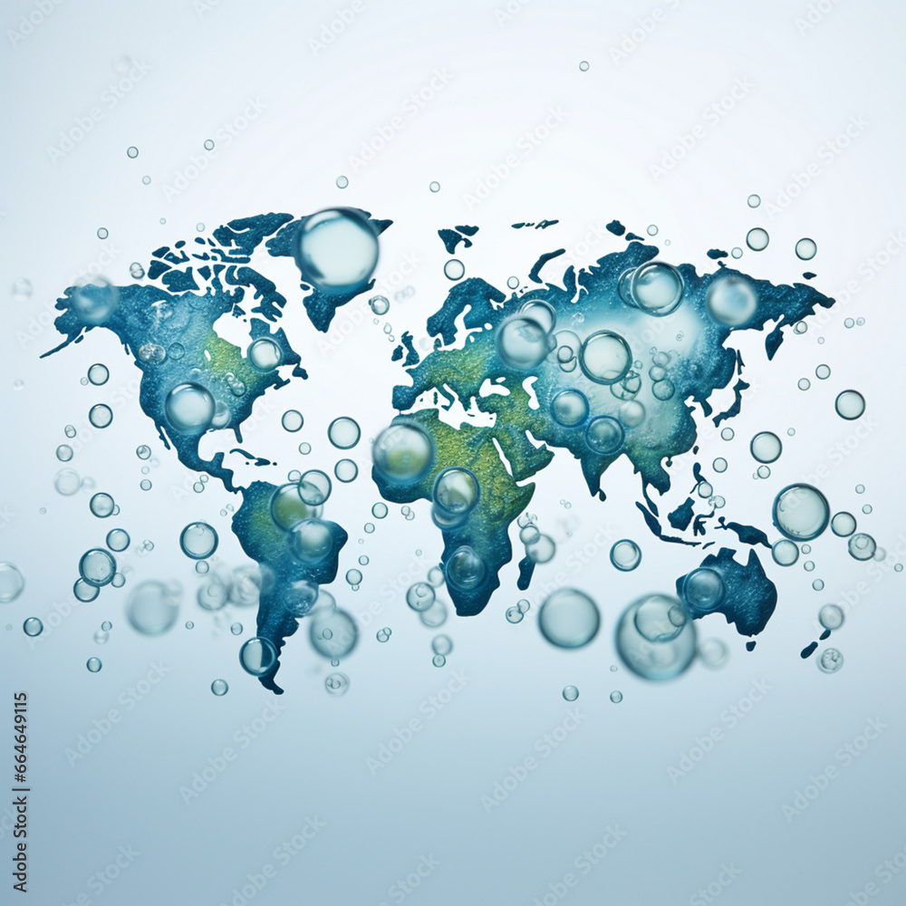 A world map with bubbles visually conveys global data by representing ...
