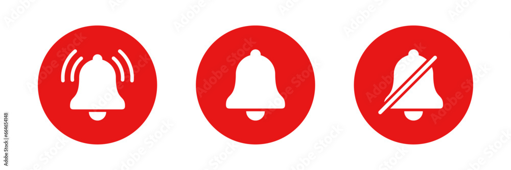 Red notification bell icon set Stock Vector | Adobe Stock