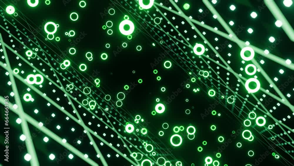 looped 3d animation, VFX pink green tunnel with polygonal frames, Sci ...