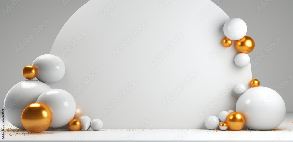 Podium birthday balloon gift gold background product festive golden ...