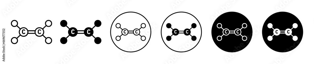 ethylene molecule icon. ethene chemical formula symbol set. Ethylene ...