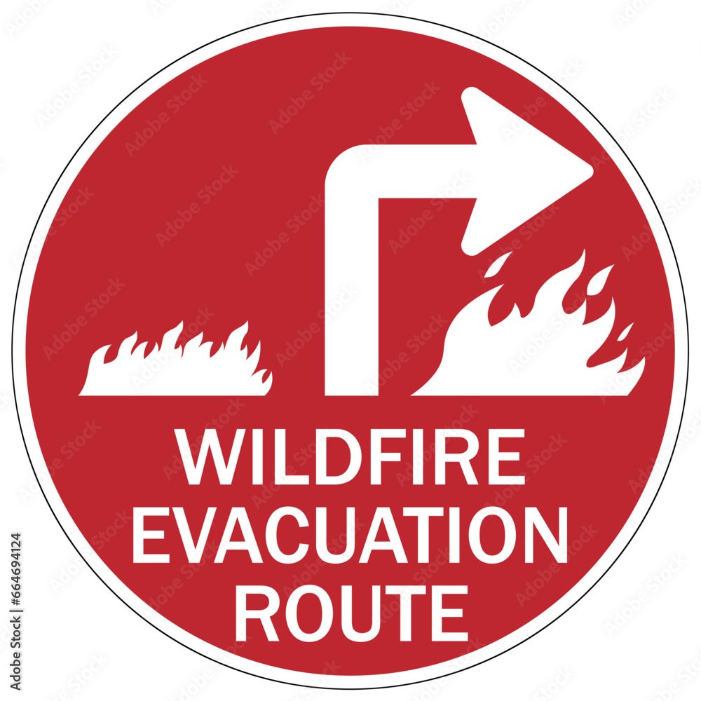 Emergency wildfire evacuation route sign Stock Vector | Adobe Stock