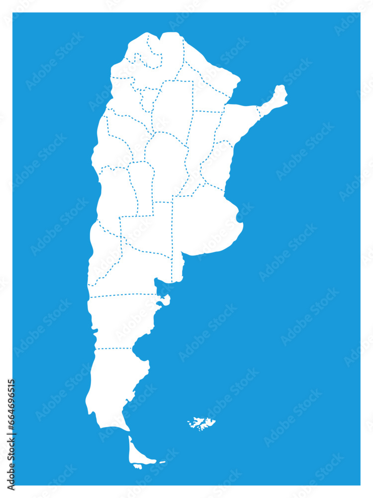 Mapa político de Argentina vectorial con provincias en color celeste ...