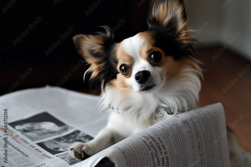 Smart Dog Holding Newspaper in Paw - Created with Generative AI Tools ...