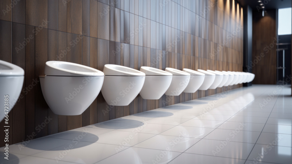 Public gentlemen toilet restroom. Interior and Healthcare concept ...