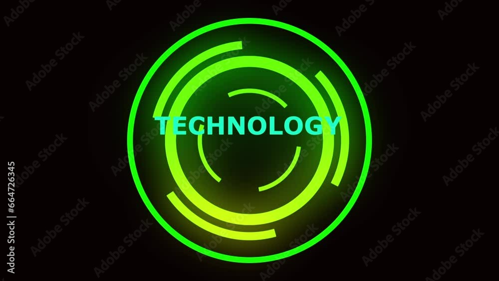 technology text, Futuristic word HUD digital screen big circle ...