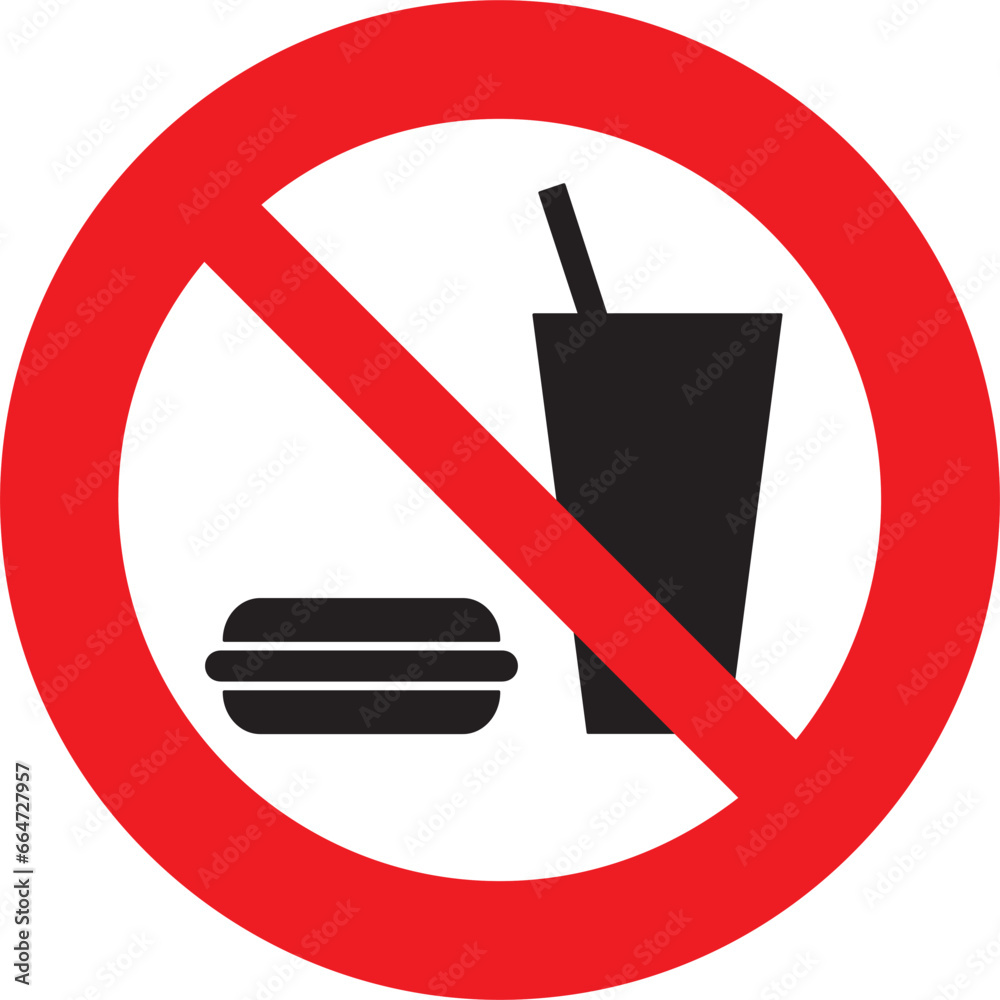 prohibido, no ingrese alimentos, comida, bebida, atención, precaución ...
