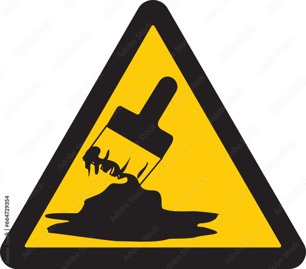 Vetor de pintura fresca, superficie húmeda, no tocar, precaución, señal ...