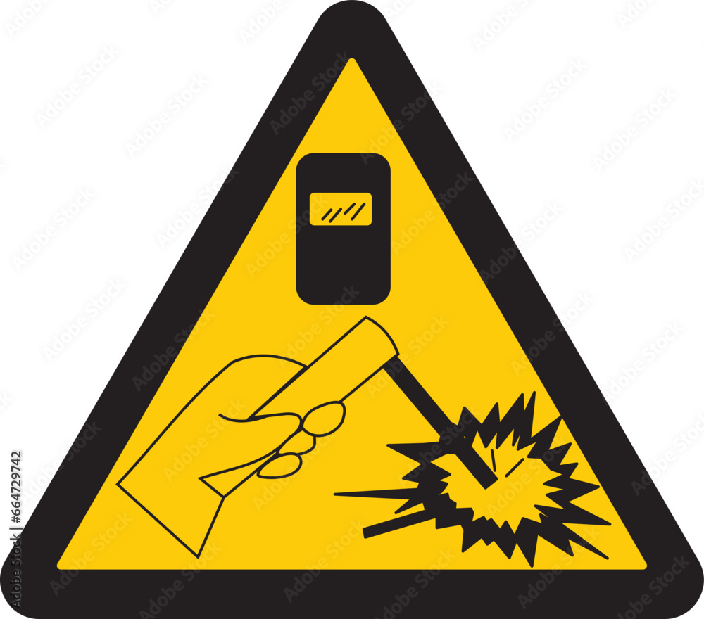 precaución, aviso, señal, símbolo, soldadura, superficie caliente ...