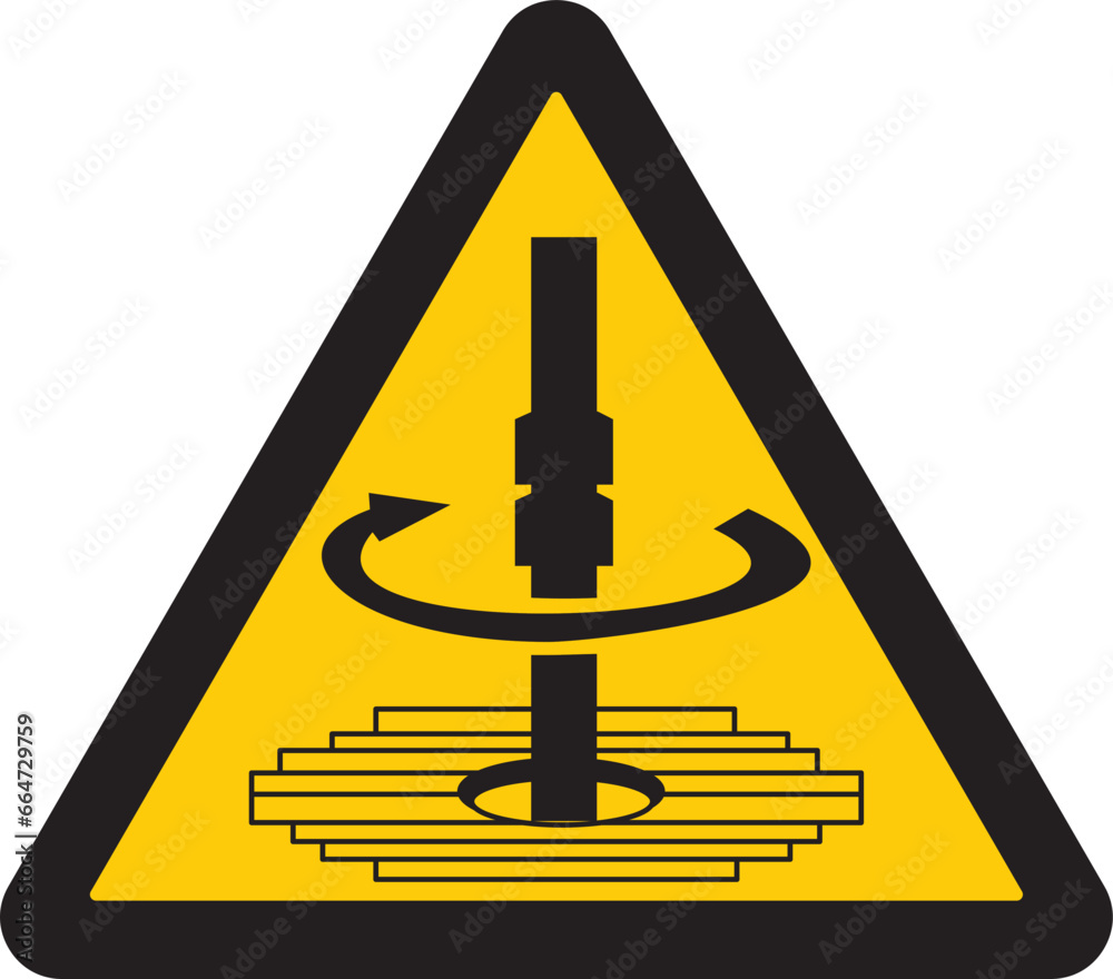 precaución, aviso, señal, símbolo, taladro, rotación, perforación ...