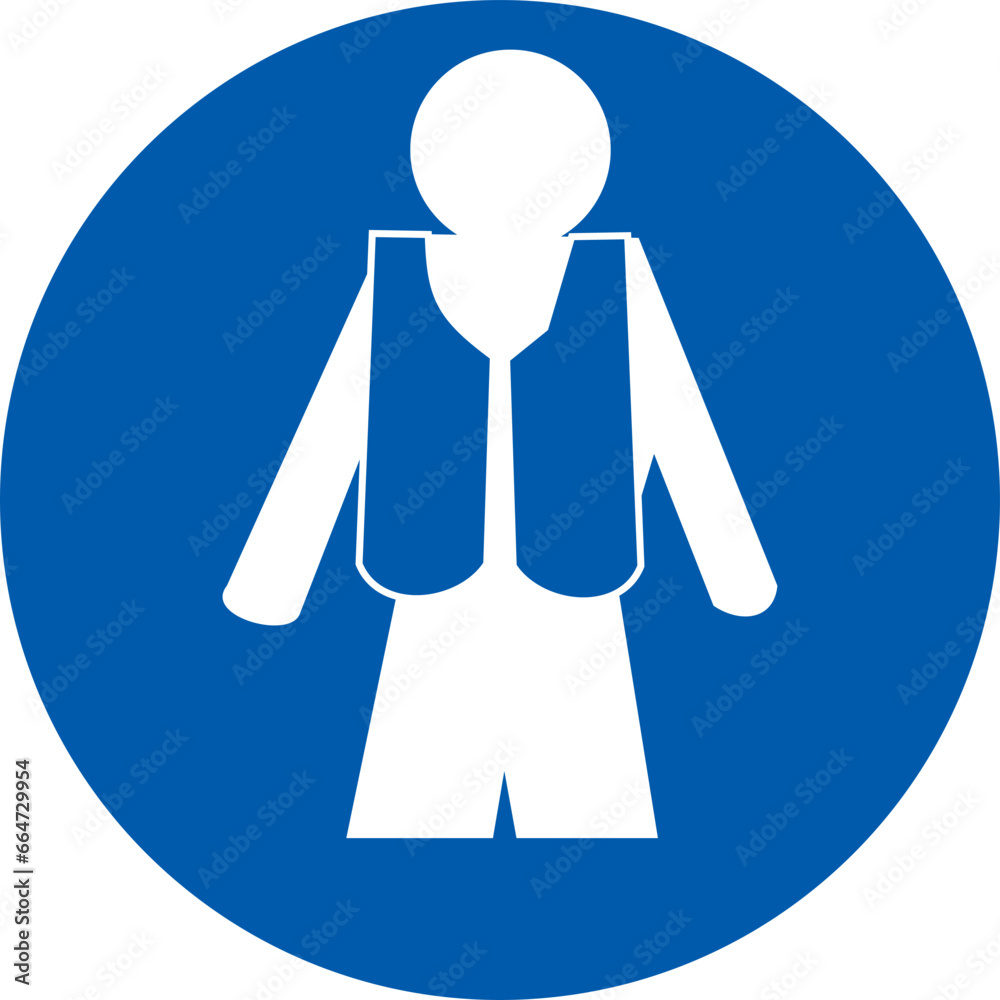 mandatory sign, safety vest, life jacket, life vest, personal ...