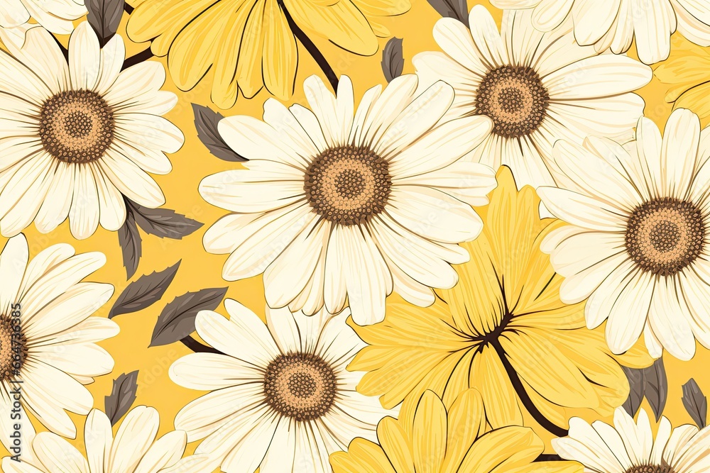 Daisy Yellow Color: Vibrant Floral Field Pattern - Bright and Colorful ...
