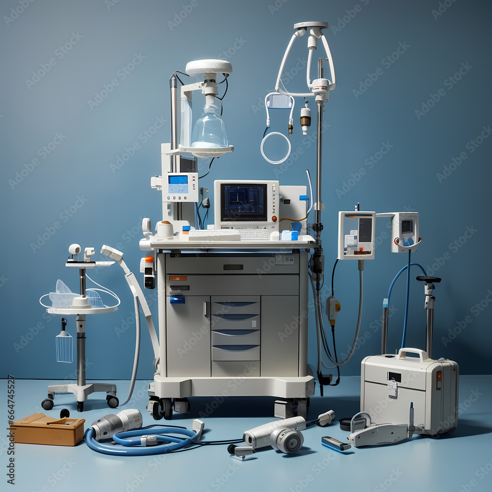 Medical ventilator intensive care unit for covid-19 coronavirus patients. Artificial lung ...