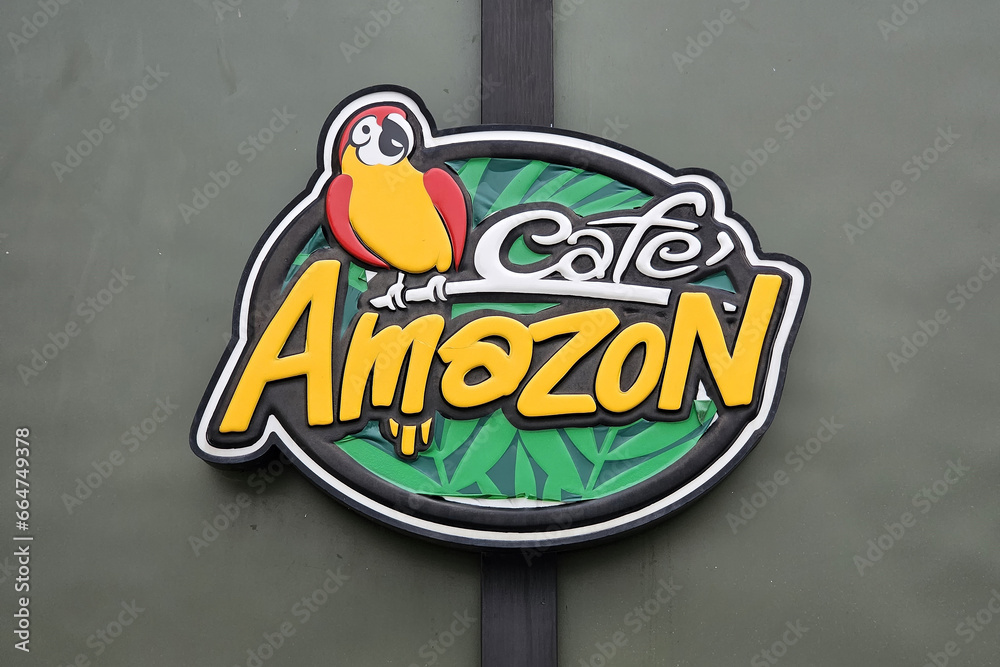 BANGKOK, THAILAND - OCTOBER 19, 2023: Cafe Amazon sign. Cafe Amazon is ...