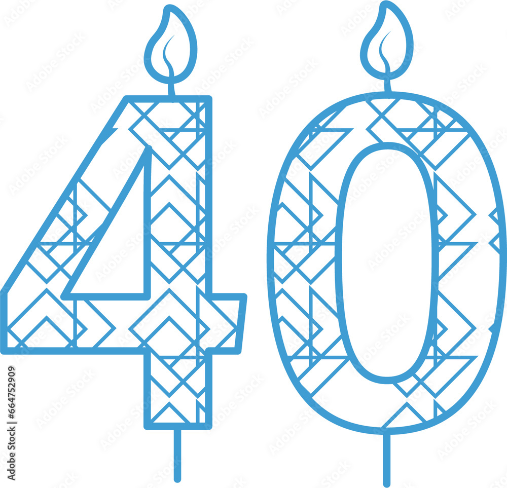 Digital png illustration of blue 40 number with flames on transparent ...