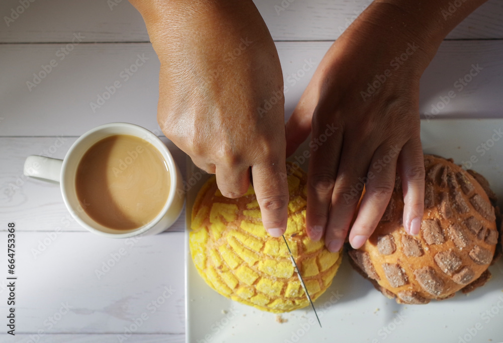 Hands of Mexican Hispanic woman taking food. Concept of taking food ...